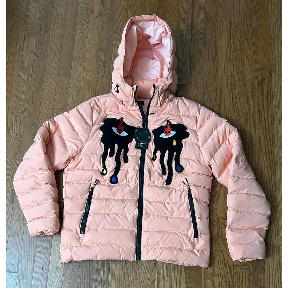Roku Tear Drip Bubble Puffer Jacket (Salmon) Large Nwt - Gem